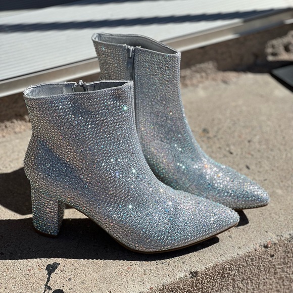 Shoes | Bedazzled Shimmer Ankle Boots | Poshmark